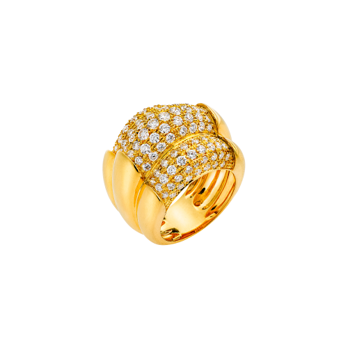 KRONOS ring in 18KT yellow gold with diamonds